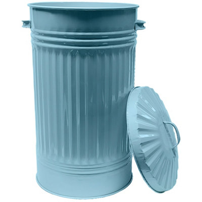 Slim Metal Bin with Dustbin Lid Straight Sided Retro Bin, Animal Feed ...