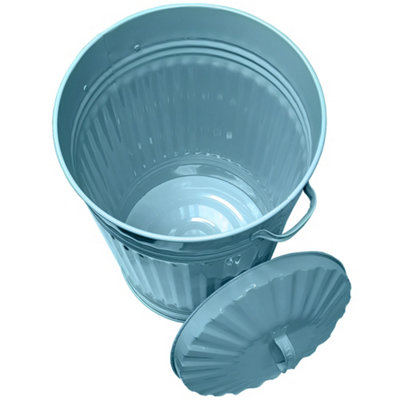 Slim Metal Bin with Dustbin Lid Straight Sided Retro Bin, Animal Feed ...