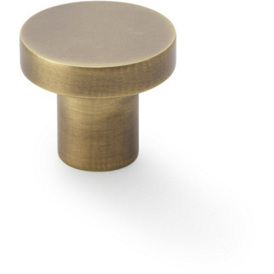Slim Round Door Knob - Antique Brass 30mm Modern Cupboard Cabinet Pull ...