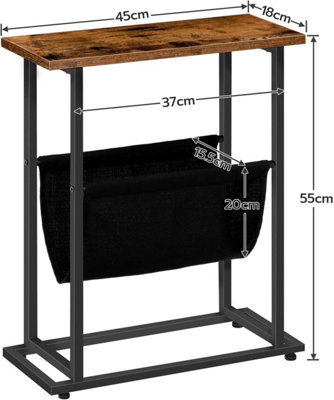 Slim Side Table, Narrow End Table, Industrial Bedside Tables with ...
