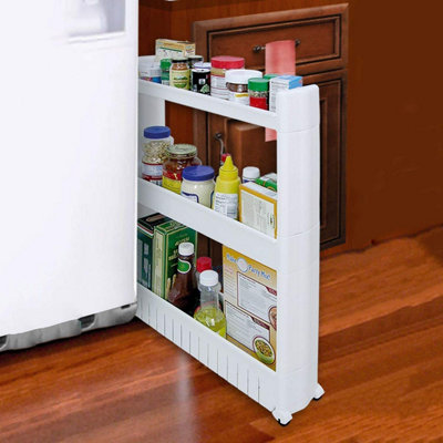 Slim Slide Out Kitchen Bathroom Trolley Rack Holder Storage On Wheels ...