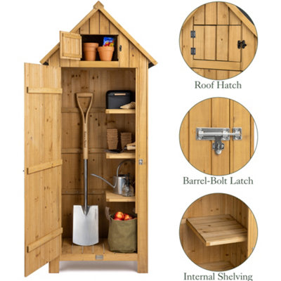 Slim Wooden Outdoor Storage Shed - Natural