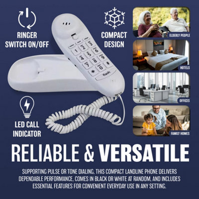 Slimline Telephone Phone Landline Home Memory Led Call Indicator Office ...