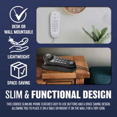 Slimline Telephone Phone Landline Home Memory Led Call Indicator Office ...