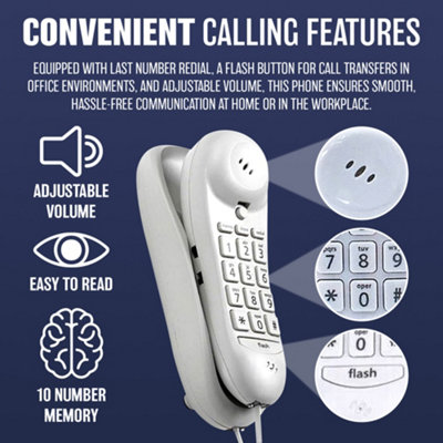 Shop Slimline Telephone Phone Landline Home Memory Led Call Indicator ...