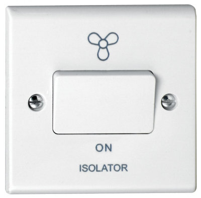 Slimline White 3 Pole Fan Isolator Switch, 10
