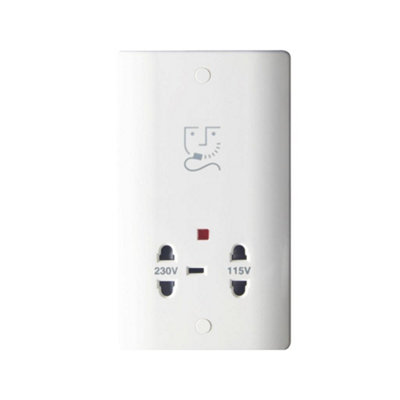 Slimline White Shaver Socket, 1