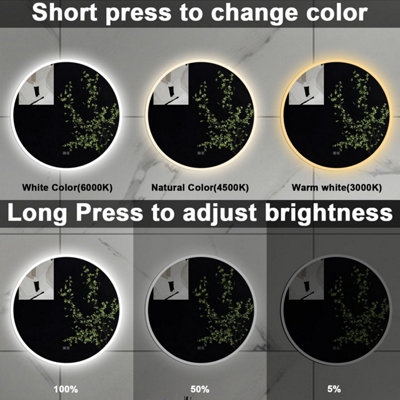 SLINE 700mm Round Bluetooth LED Mirror with Memory Function,Touch ...