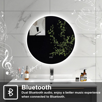 SLINE 700mm Round Bluetooth LED Mirror with Memory Function,Touch ...