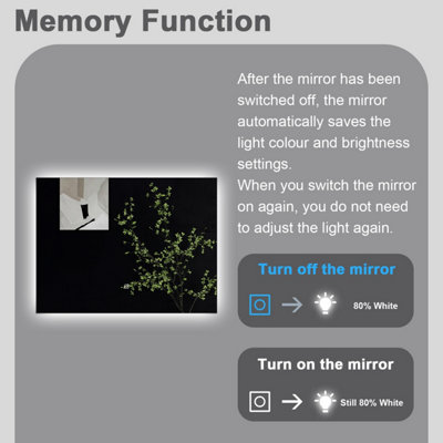 SLINE 800x600mm Rectangular LED Bathroom Mirror 6000K Cold White Light ...