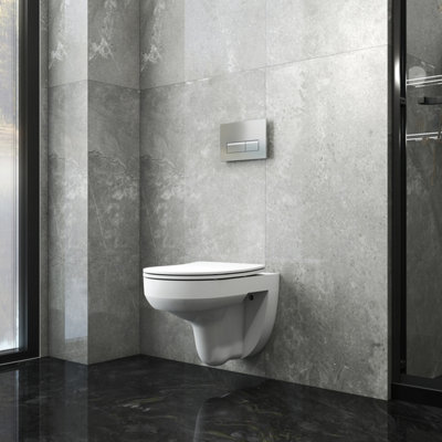 SLINE Bathroom Modern Rimless Wall Hung Toilet Round WC Pan with UF ...