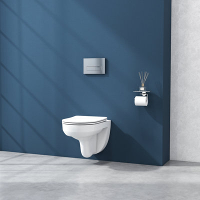 SLINE Bathroom Rimless Wall Hung Toilet UF Soft Close Seat Modern Round ...