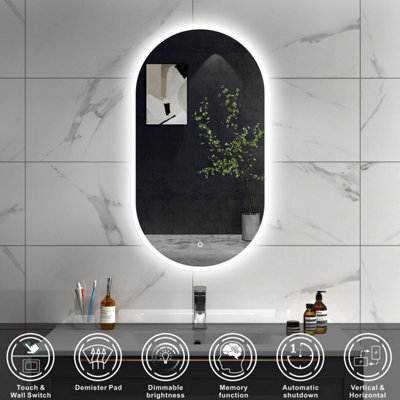 SLINE Oval Bathroom LED Mirror 600x900mm with Demister Pad,Dimmable ...