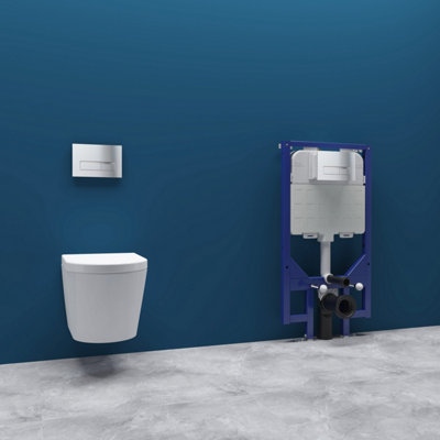 SLINE Rimless Wall Hung Toilet Soft Close Seat Bathroom Modern Round ...