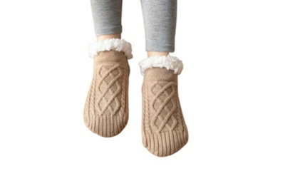 Slipper Socks for Knitted Thick Fluffy Socks Indoor Floor Socks L | DIY ...