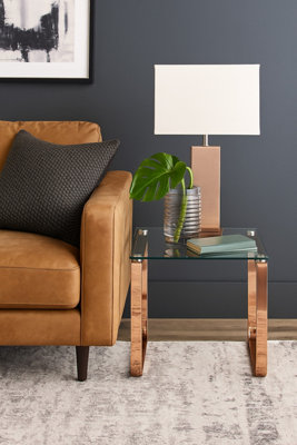 Sloane Rectangular Side Table , Clear/Copper