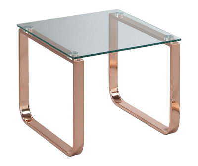 Sloane Rectangular Side Table , Clear/Copper