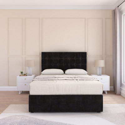 Sloomy Alabama Black Plush 2FT6 Memory Foam Bed Set With No Drawers ...