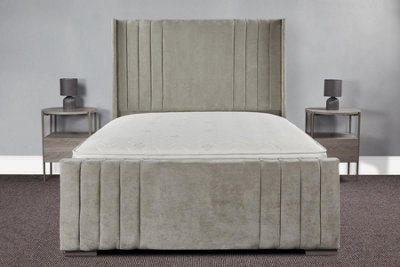 Sloomy Elise Wing Back Bed Frame with Sprung Memory Foam Mattress ...