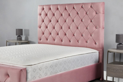 Sloomy Florida Bed Frame with Sprung Memory Foam Mattress- Pink Plush ...