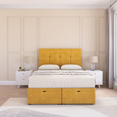 Sloomy Jasmine End Lift Ottoman Bed 6FT With Sprung Memory Mattress ...