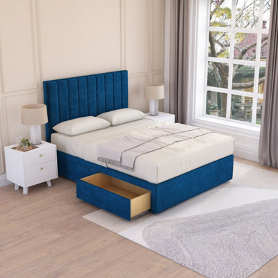 Sloomy Kansas Navy Plush 3FT Memory Foam Bed Set With 2 Drawers ...