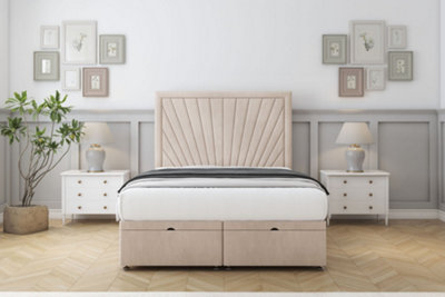 SLOOMY SOMERSET SAND NAPLES OTTOMAN BED BASE WITH 54" FLOOR STANDING ...