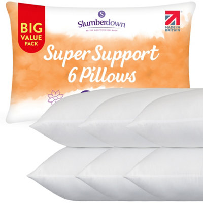 Slumberdown 6 Pack Super Support Firm Side Sleeper Bed Pillows