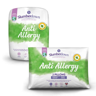 Slumberdown Anti Allergy Duvet, 2 Medium Pillows, 15 Tog All Seasons ...