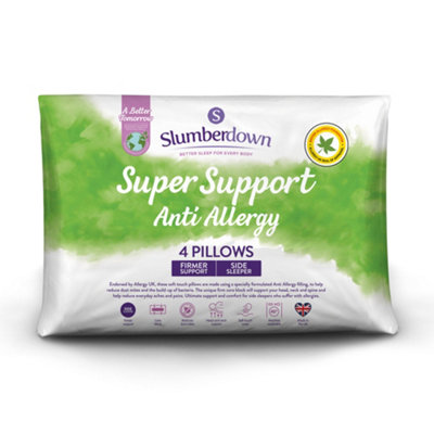 Slumberdown Anti Allergy Super Support Pillows 4 Pack Firm Support Side ...