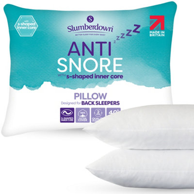 Slumberdown Anti Snore Pillow 2 Pack Medium Support Back Sleeper Pillow ...