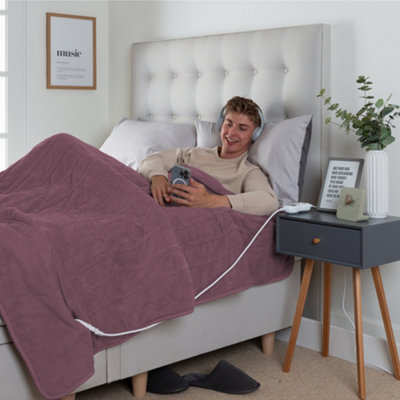 Slumberdown Comfy Hugs Throw Heated Blanket Deluxe Plum 130x160cm Soft ...