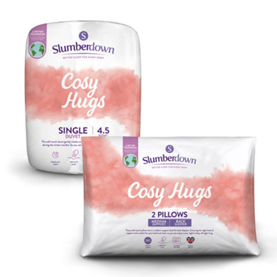 Slumberdown Cosy Hugs Duvet, 2 Medium Pillows, 4.5 Tog, Single