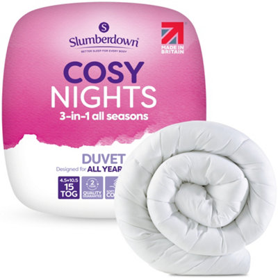 Slumberdown Cosy Nights All Seasons 15 Tog Double Duvet 4.5 Tog Summer ...