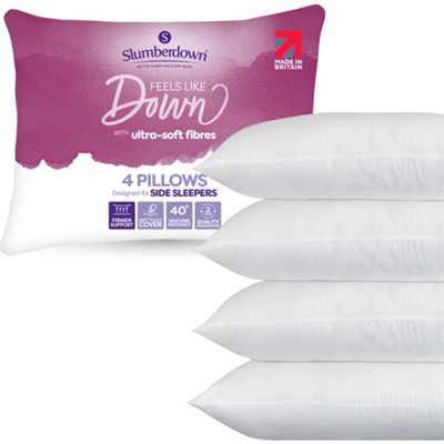 Slumberdown Feels Like Down Pillows 4 Pack Medium Support Back Sleeper ...