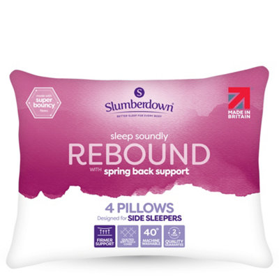 Slumberdown Sleep Soundly Rebound Pillow, Firm Support, 4 Pack | DIY at B&Q