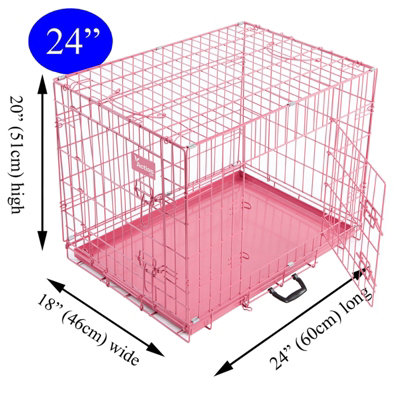 Small 24inch Foldable Pink Dog Cage