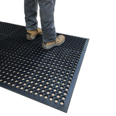 Small Anti Fatigue Indoor Outdoor Rubber Entrance Mat 0.6m x 0.9m