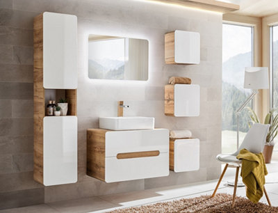 Small Bathroom Cabinet Wall Mounted Cube Unit Set of 3 Floating Storage ...