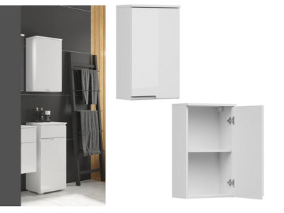 Small Bathroom Cabinet Wall Mounted Storage Unit Slim Single Door ...