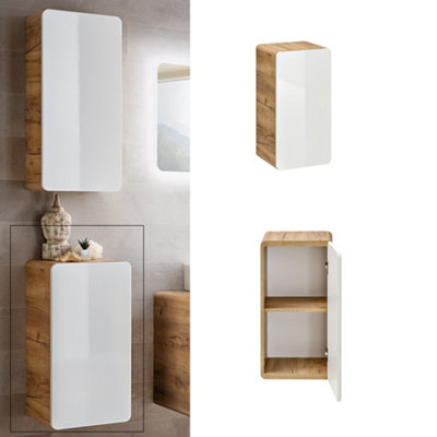 Small Bathroom Wall Cabinet Slim Narrow Storage Unit Compact Cupboard ...