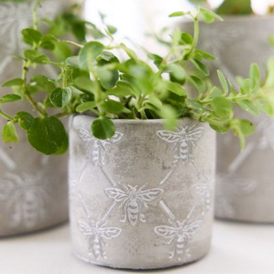 Small Beige Cement Bumble Bee Indoor Outdoor Garden Planter