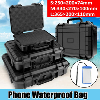 Small Black Waterproof Protective Hard Carry Case with Foam Inserts