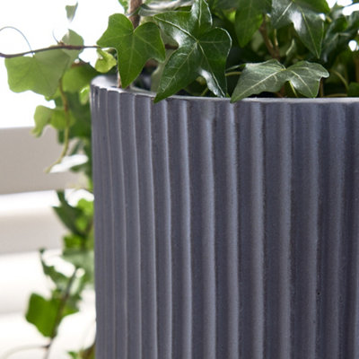 Small Blue Rippled Finish Hanging Pots Planter Indoor Outdoor Garden ...