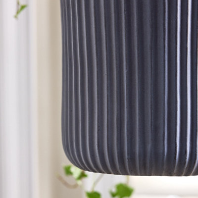 Small Blue Rippled Finish Hanging Pots Planter Indoor Outdoor Garden ...