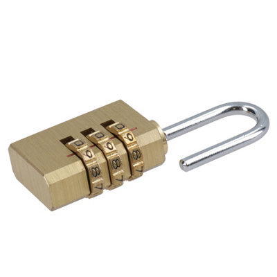 Small Brass Combination Resettable Padlock Suitcase Luggage Shed Garage ...