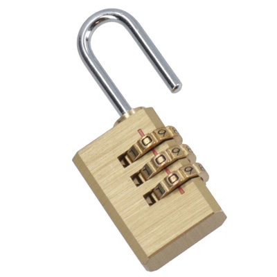Small Brass Combination Resettable Padlock Suitcase Luggage Shed Garage ...