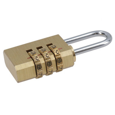 Small Brass Combination Resettable Padlock Suitcase Luggage Shed Garage ...