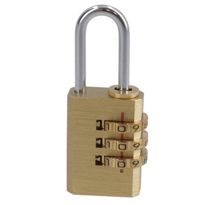 Small Brass Combination Resettable Padlock Suitcase Luggage Shed Garage ...