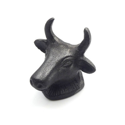 Small Cast Iron Horned Cow Cabinet Knob - Approx 55mm - Pack of 2 | DIY ...